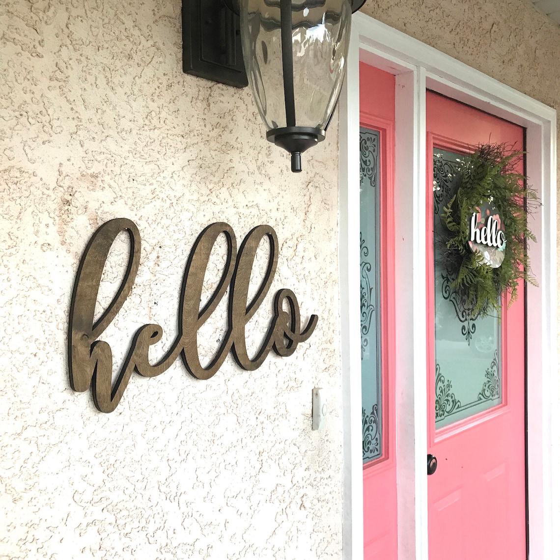 Large Hello Wood Word Cutout Laser Cut Word Front Door | Etsy