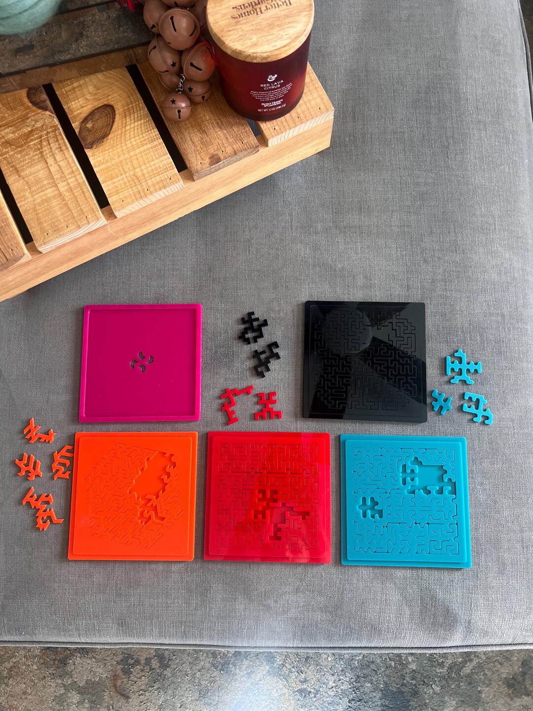 Acrylic Fractal Puzzles, Stack of 4 Puzzles, Coffee Table Decor, Stocking Stuffers Jigsaw Puzzle ...