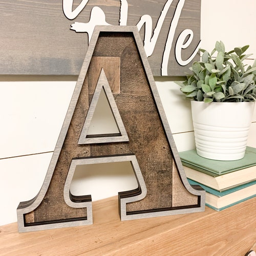 Wooden Letter Cutout Framed Wood Letter Laser Cut Wood - Etsy
