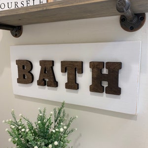 Bathroom Sign, Bath Sign, Wood Word Cutout, Laser Cut Words, Bathroom ...