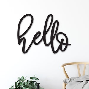 Hello Wood Word Cutout Wooden Letters Welcome Sign Laser Cut - Etsy