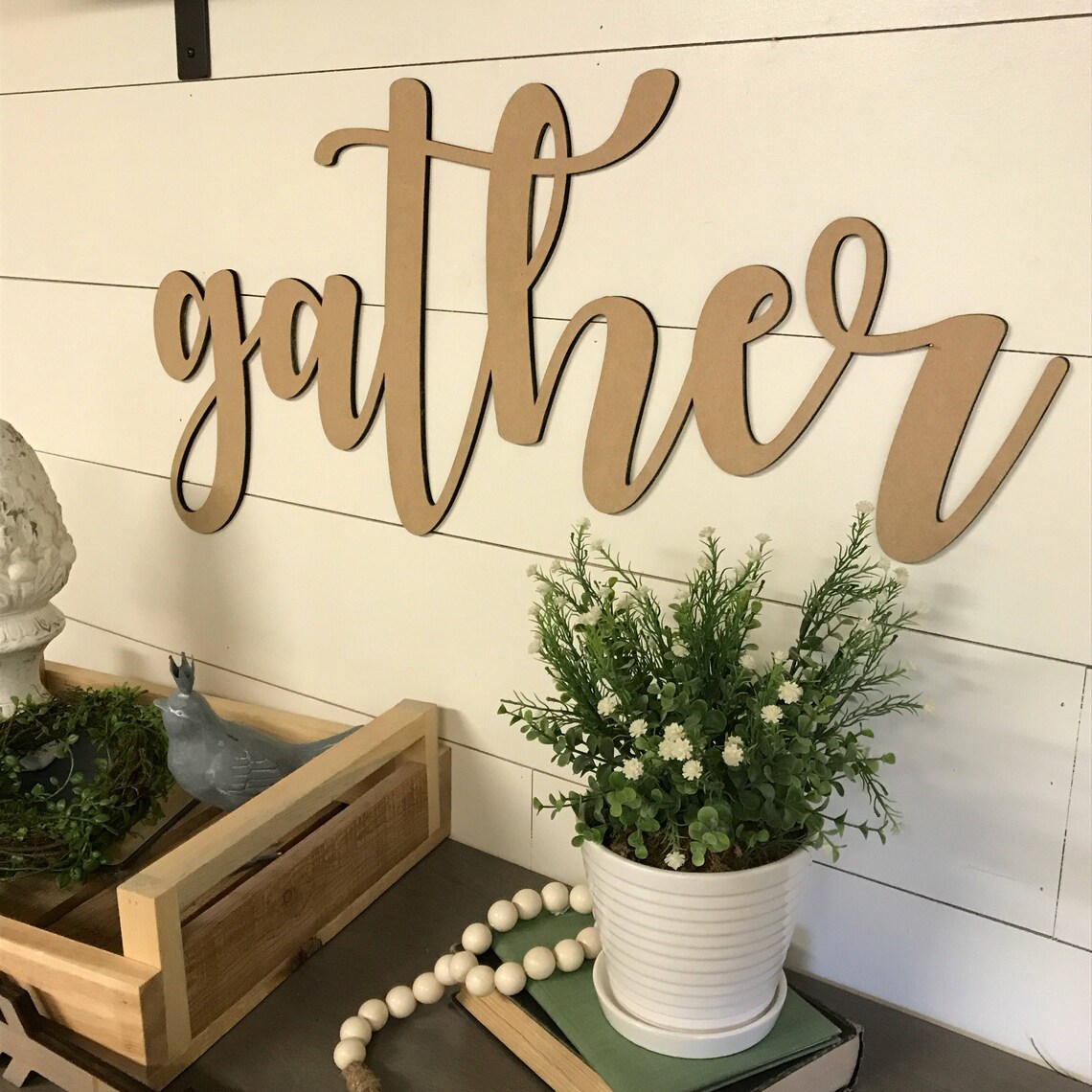 Gather Wood Word Cutout Wooden Letters Laser Cut Word - Etsy