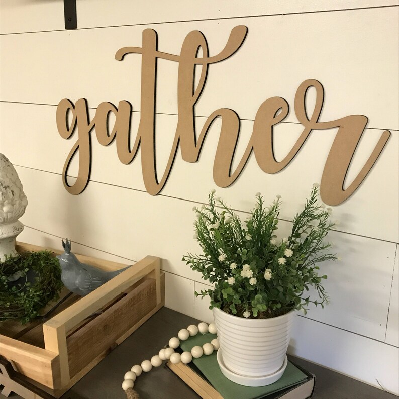 Gather Wood Word Cutout Wooden Letters Laser Cut Word - Etsy