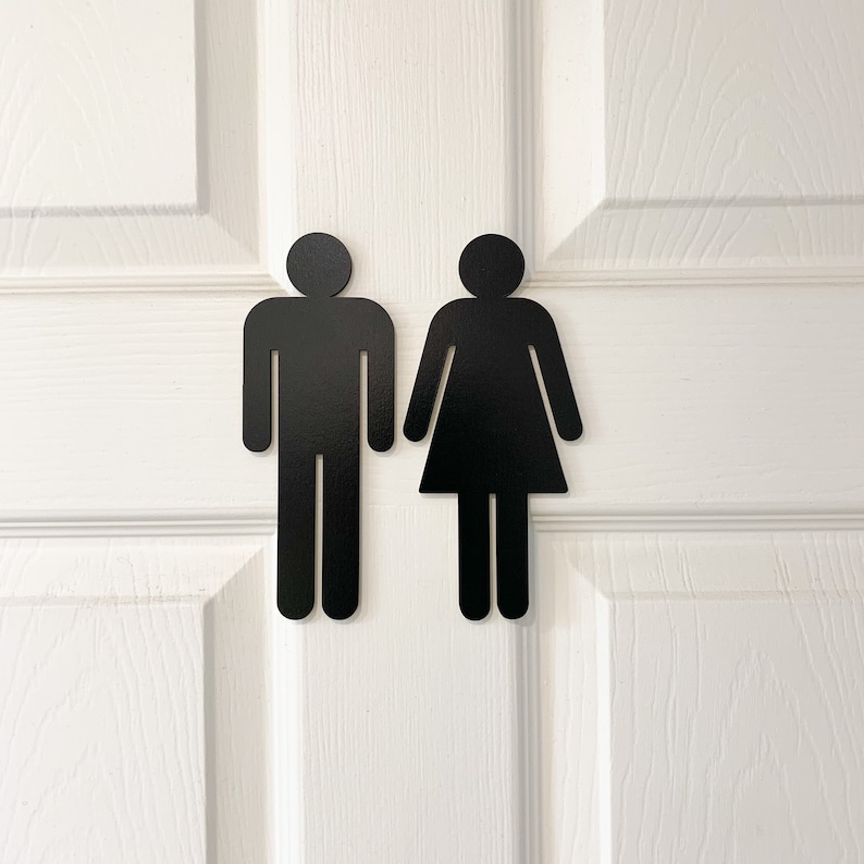 Set of 2 Bathroom Sign People Wood Cutouts 7 Color Options - Etsy