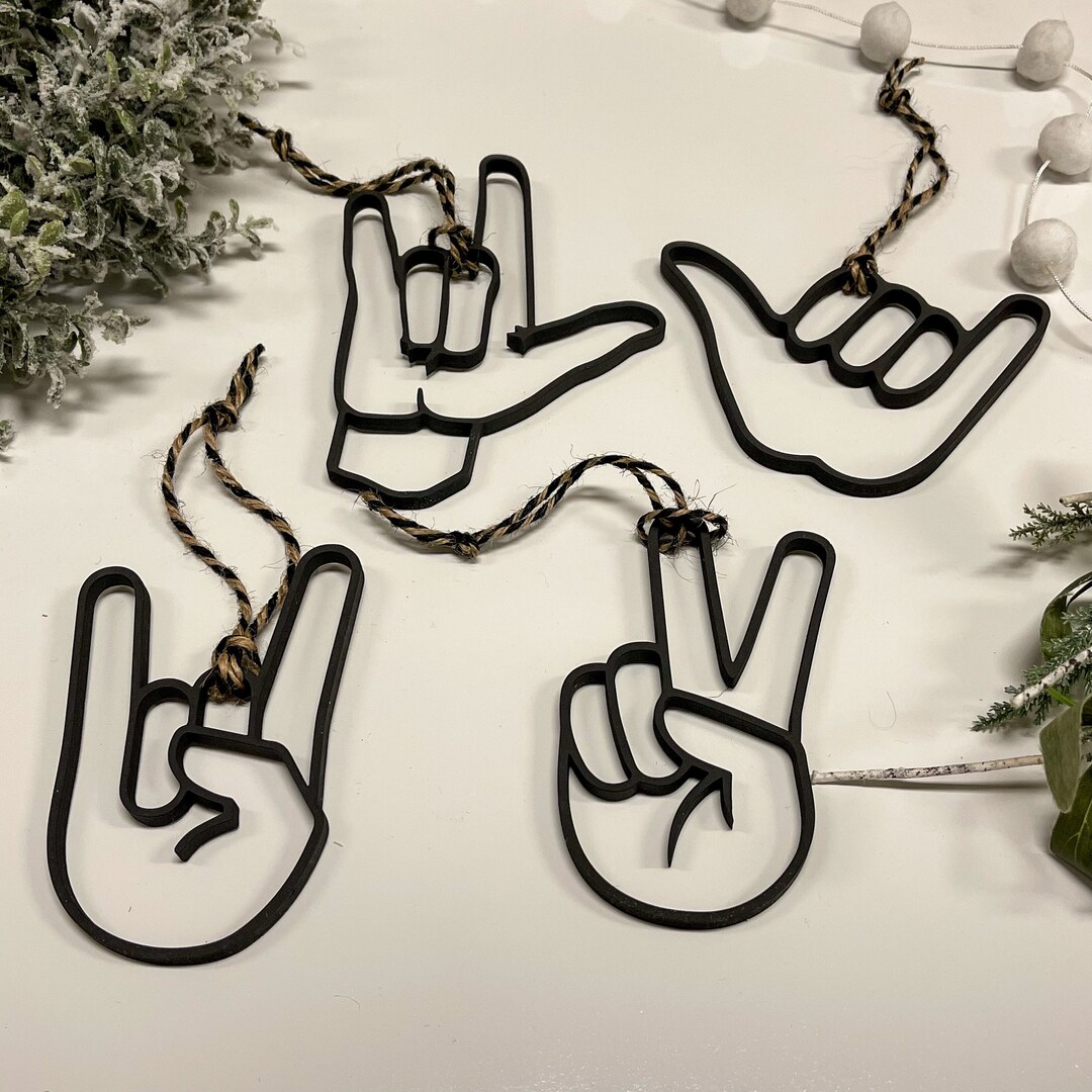 Set of 4 Hand Sign Christmas Tree Ornaments Christmas Gift - Etsy