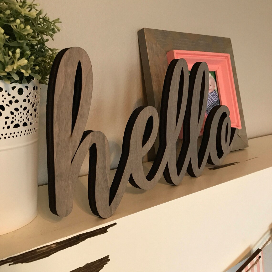 Hello Wood Word Cutout Laser Cut Word Welcome Sign Wall | Etsy
