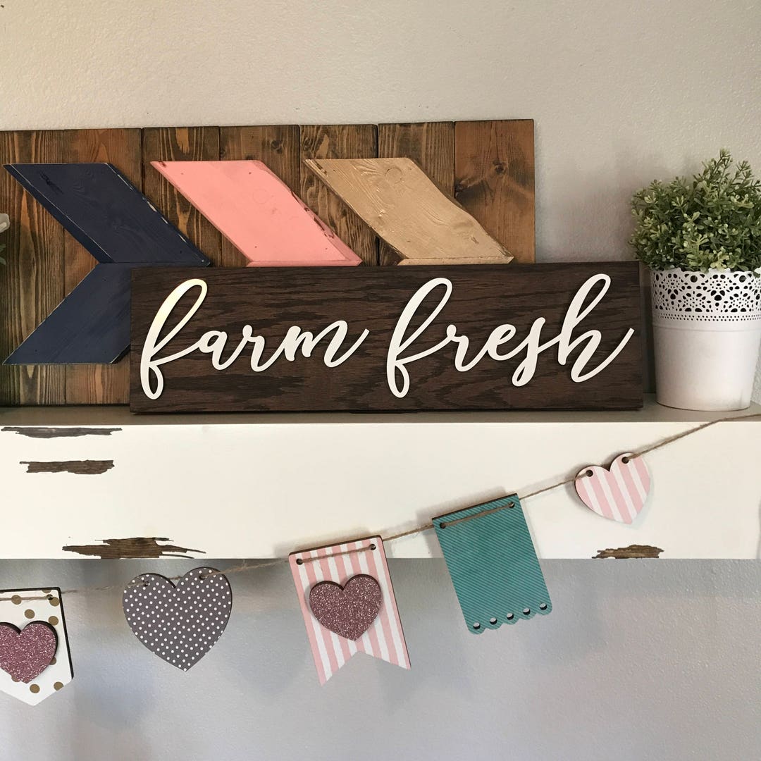 Farm Fresh Farmhouse Sign Wall Hanging Decor Wood Sign Wooden - Etsy