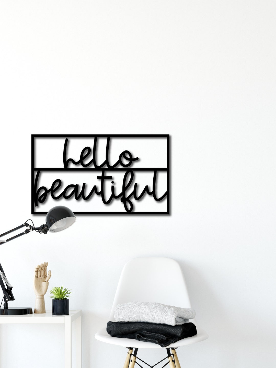 Large Hello Beautiful Wood Word Cutout, Wooden Letters, Laser Cut Word ...