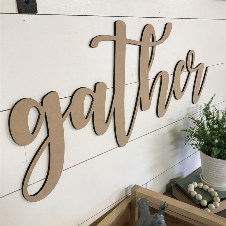 Gather Wood Word Cutout Wooden Letters Laser Cut Word - Etsy