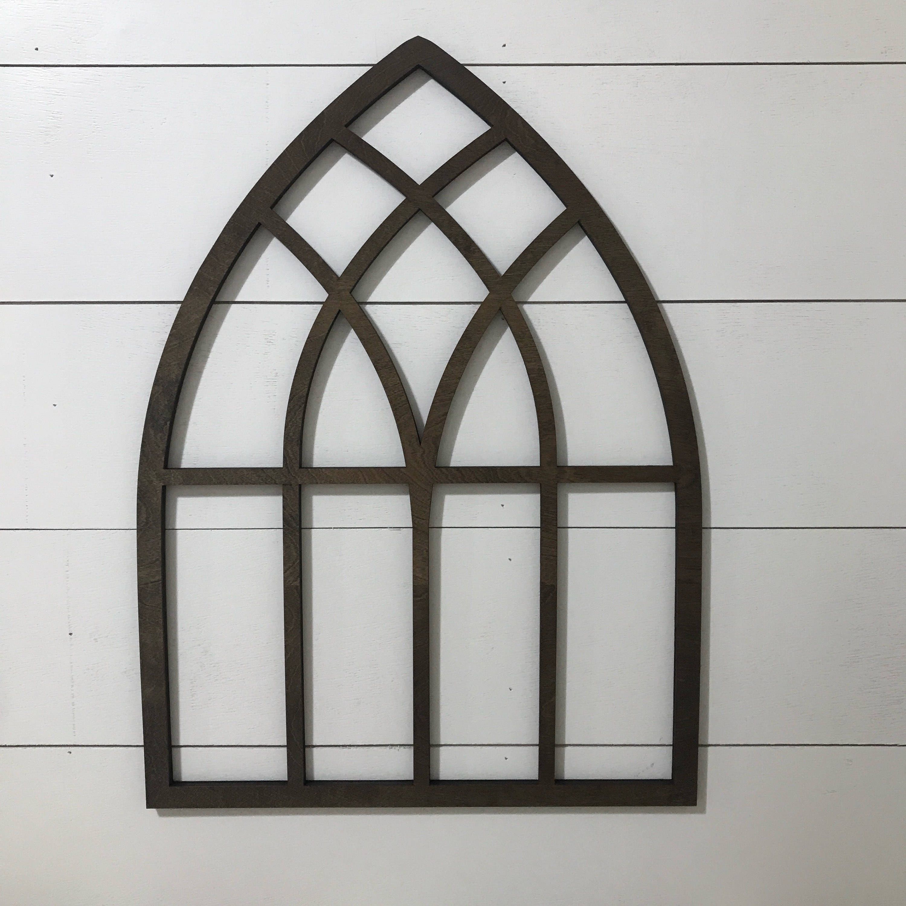 Brown Arched Cathedral Window Frame Wood Window Frame Wreath | Etsy