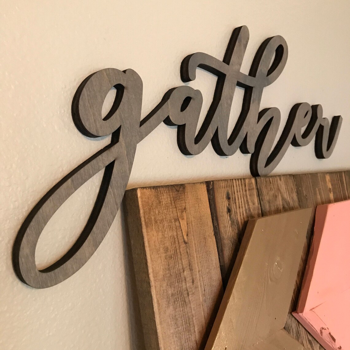 Large Gather Wood Word Cutout Laser Cut Word Gather Sign | Etsy