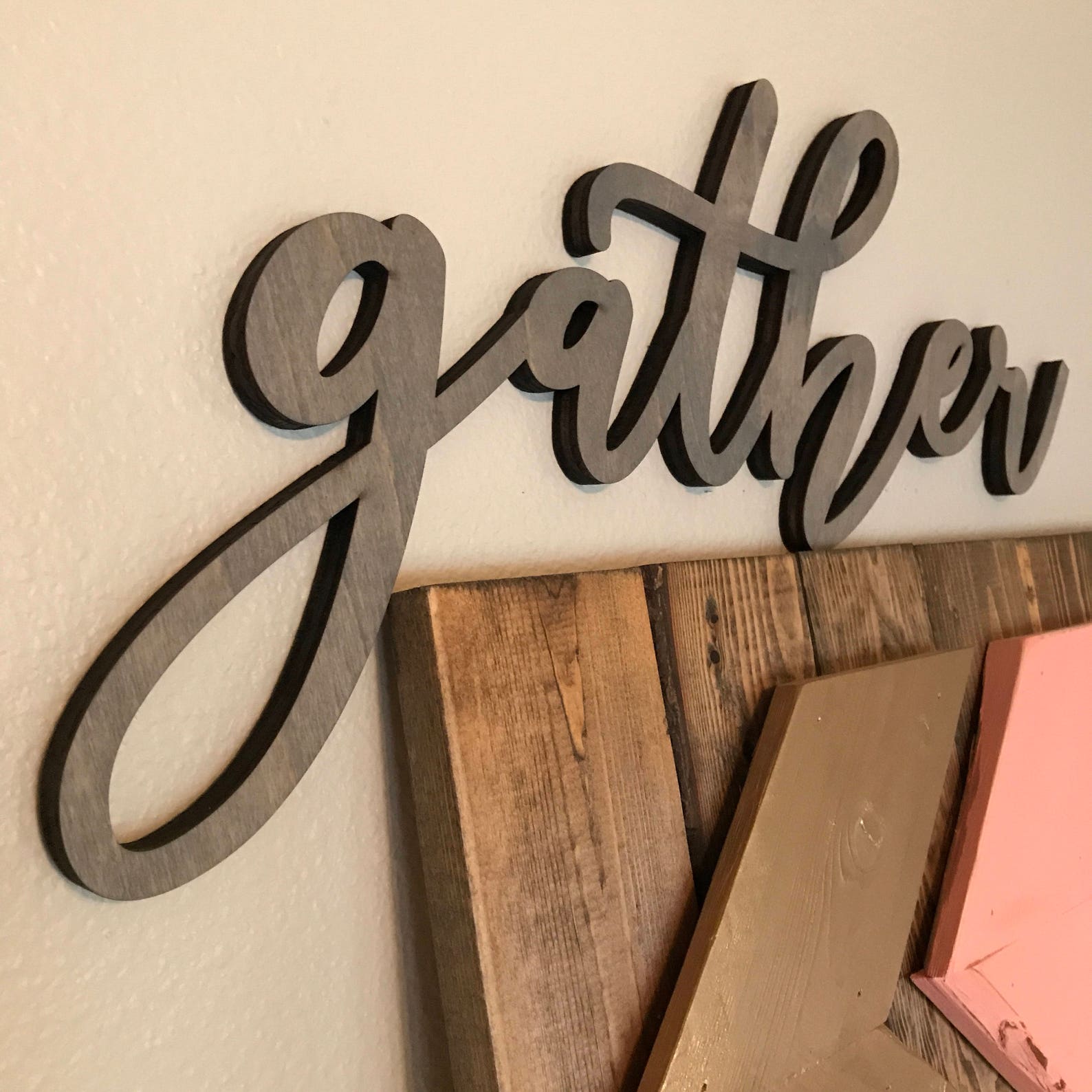 Large Gather Wood Word Cutout Laser Cut Word Gather Sign | Etsy