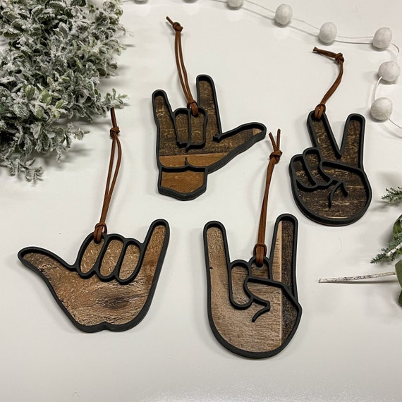 Set of 4 Hand Sign Christmas Tree Ornaments Christmas Gift | Etsy