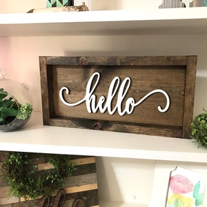 Mini Hello Wood Sign, Laser Cut Hello Sign - Etsy