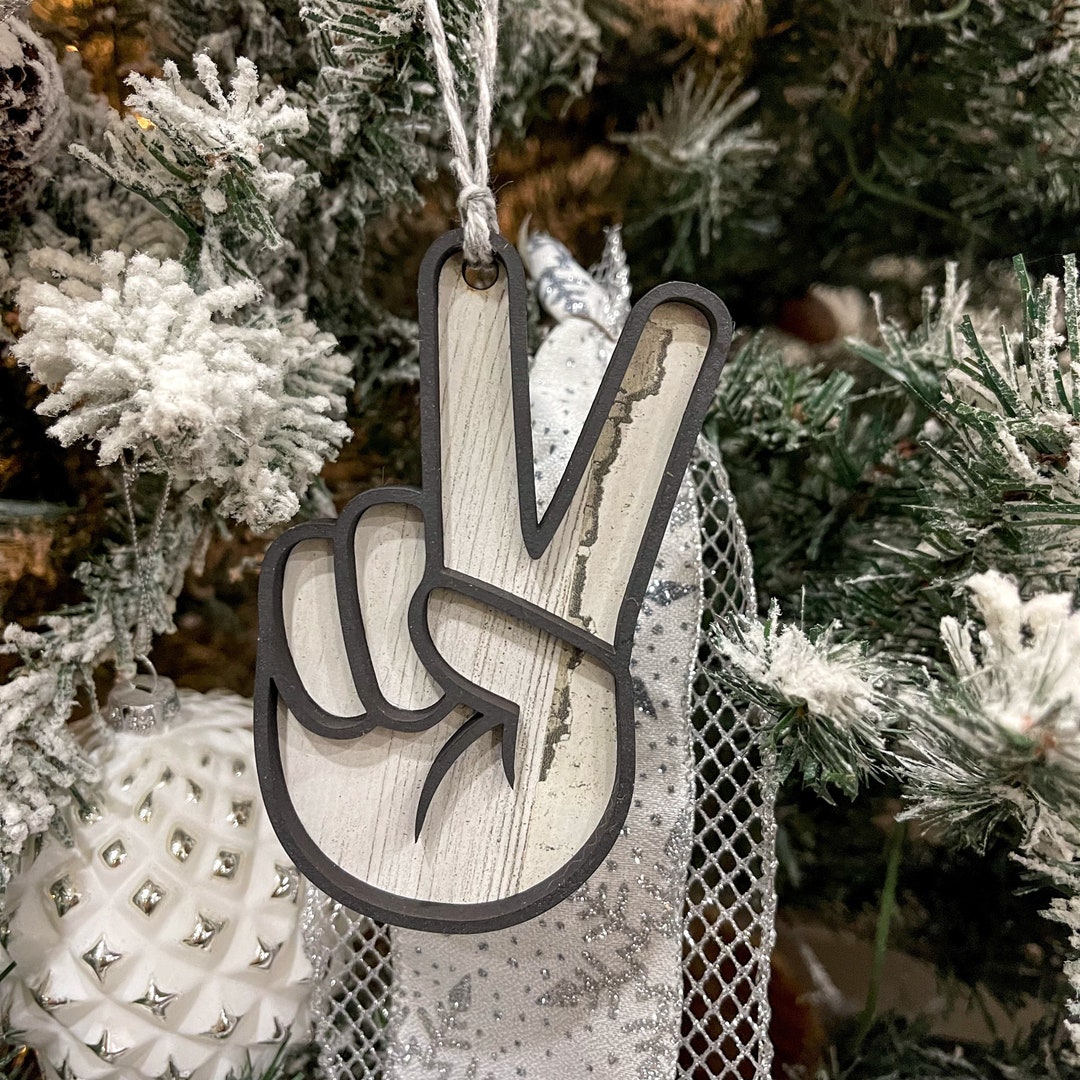 Set of 4 Hand Sign Christmas Tree Ornaments, Christmas Gift Ornaments ...