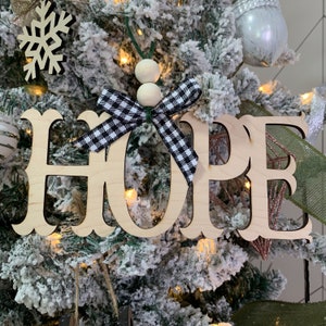 Hope Christmas Tree Ornament Word, Laser Cut Wooden Christmas Ornaments ...