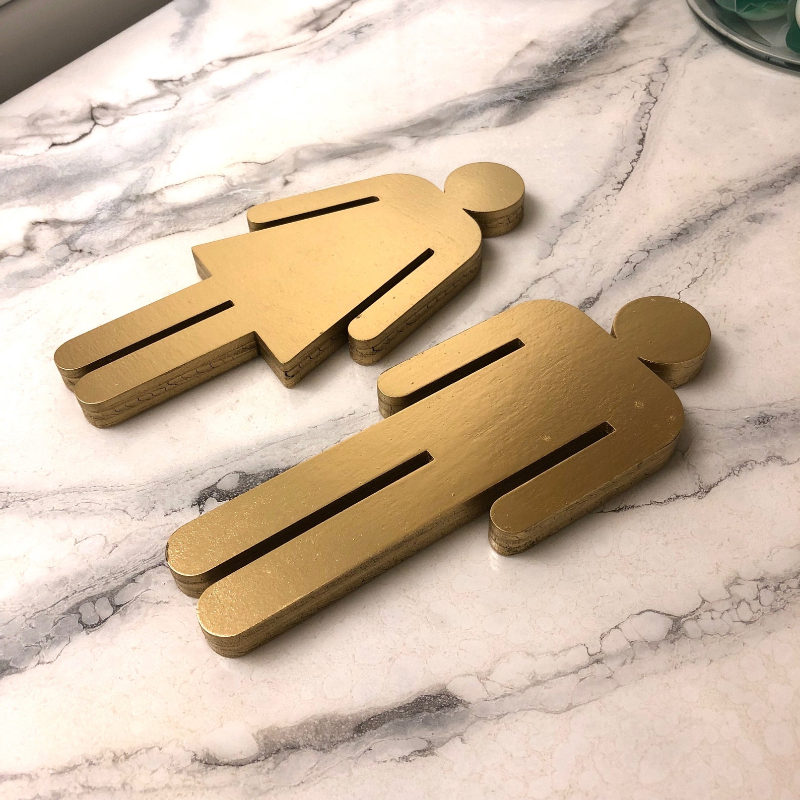 Set of 2 Bathroom Sign People Wood Cutouts 7 Color Options | Etsy