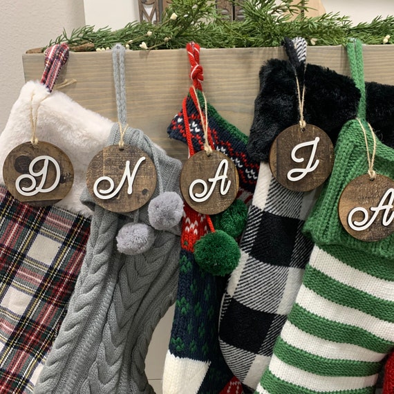 Custom Stocking Letter Tags Christmas Tree Ornament Word | Etsy