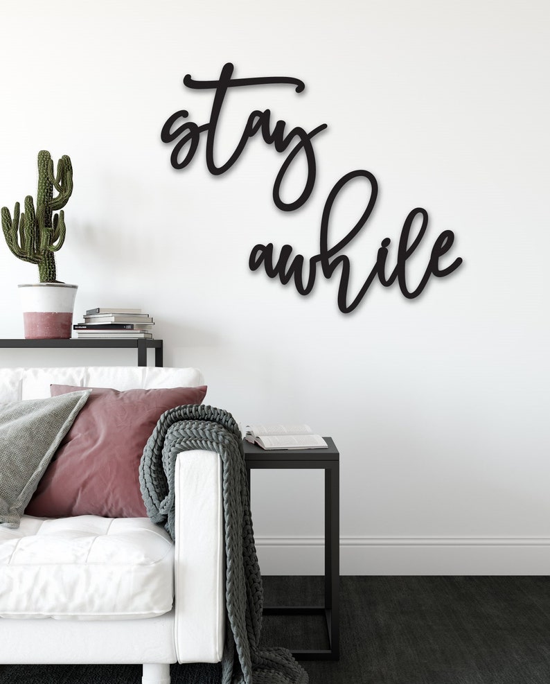 Large Stay Awhile Wood Word Cutout Wooden Letters Laser Cut - Etsy