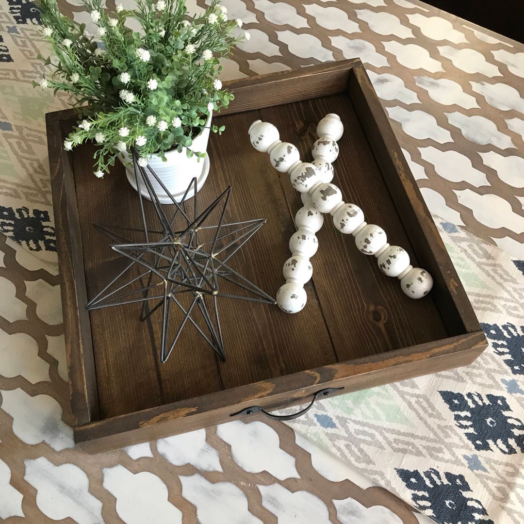 Rustic Wood Coffee Table Tray, Home Decor, Ottoman Tray, Rustic Serving ...