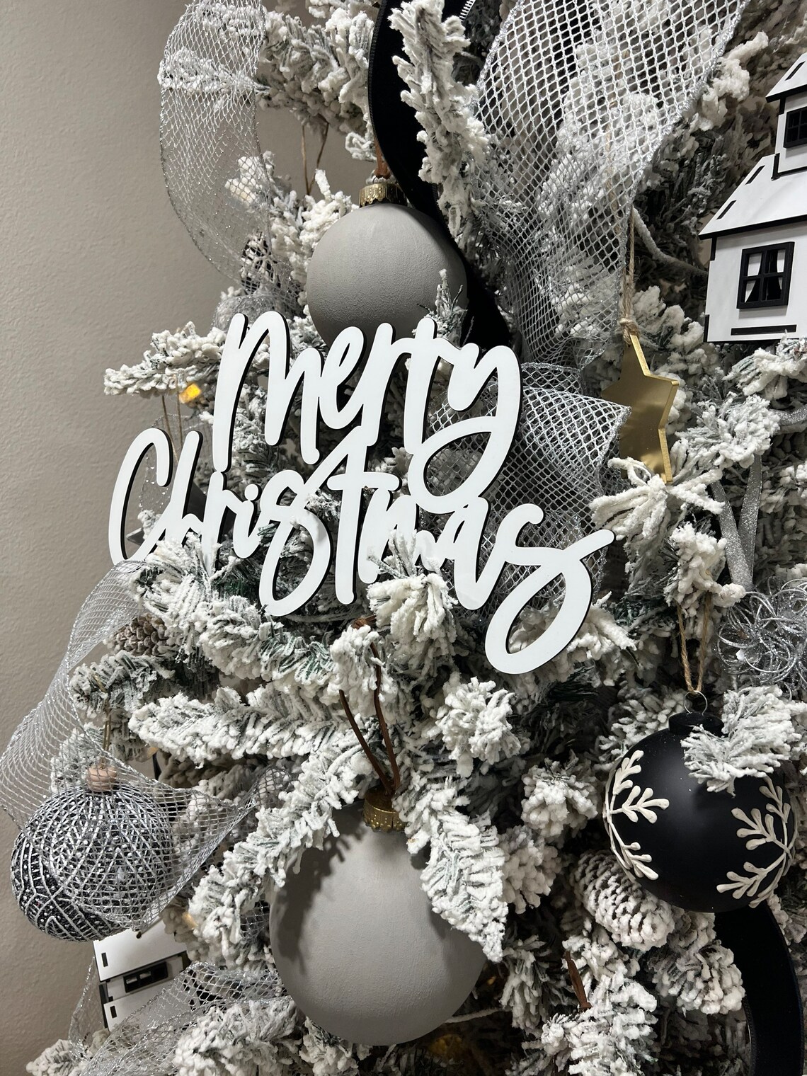 Merry Christmas Tree Ornament Word Hand Lettered Laser Cut - Etsy