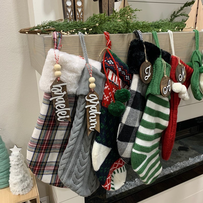 Custom Stocking Letter Tags Christmas Tree Ornament Word | Etsy