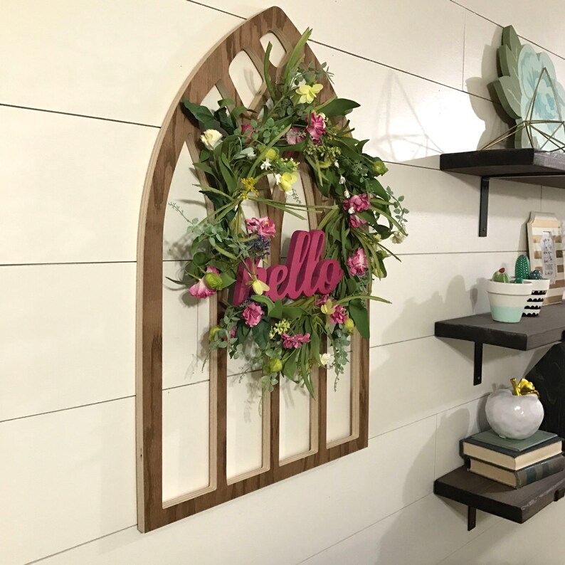 Brown Arched Cathedral Window Frame Wood Window Frame Wreath - Etsy
