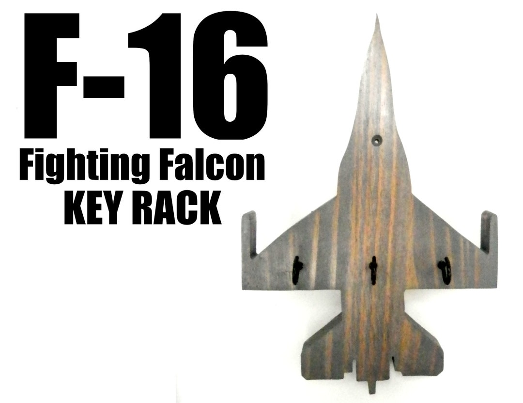 F-16 Falcon Key Rack for Wall - Wood Military Aviation Key Hanger ...