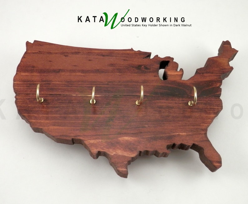 United States of America Shaped Wood Key Holder for Wall - Etsy