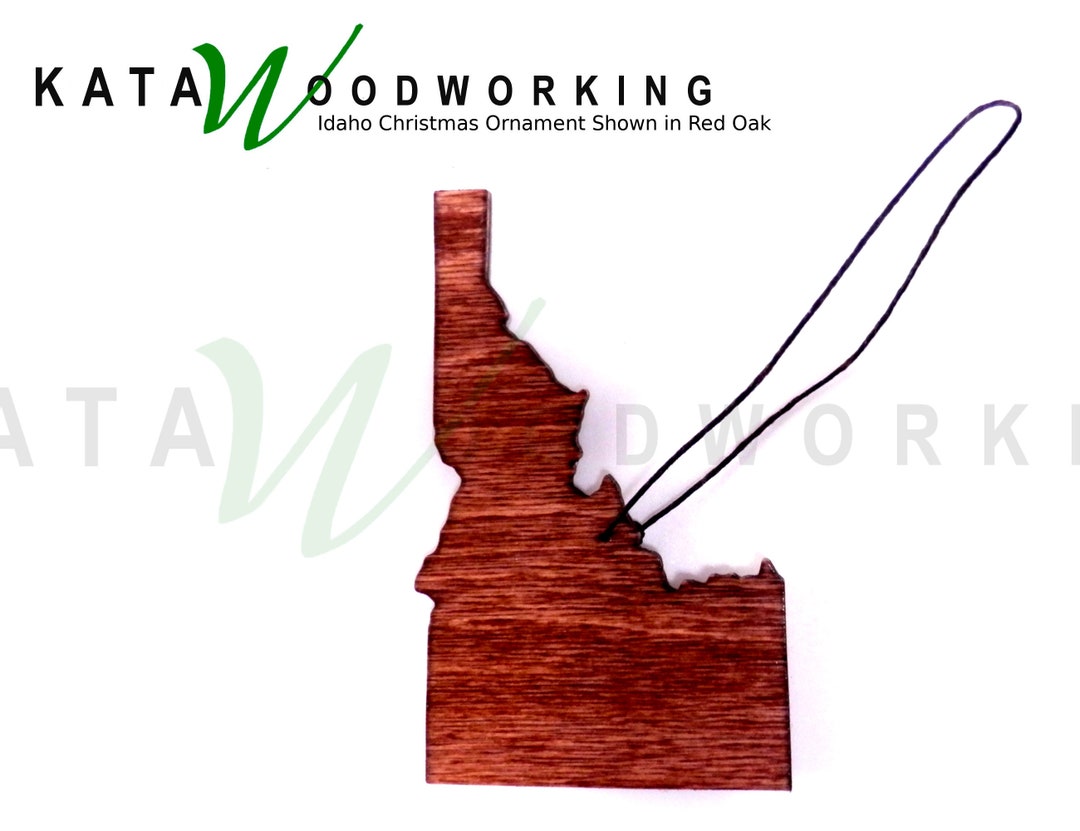 2 Idaho State Shaped Christmas Tree Ornaments - State Shaped Wood Cut ...