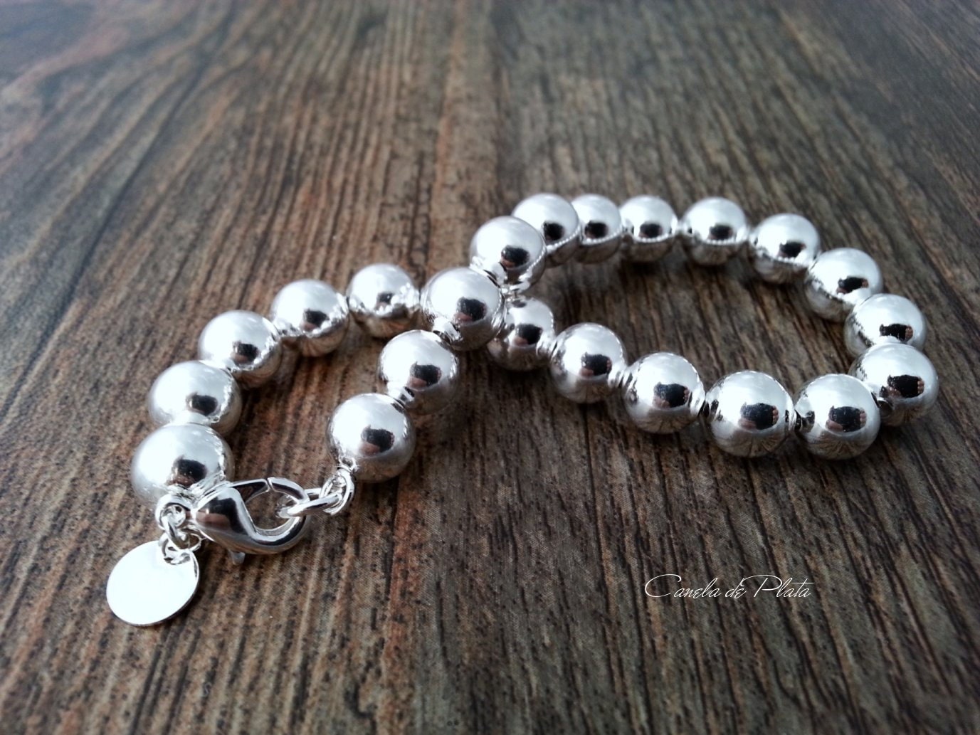 Sterling Silver Beads 8mm Bracelet, Sterling Silver Ball Bracelet ...