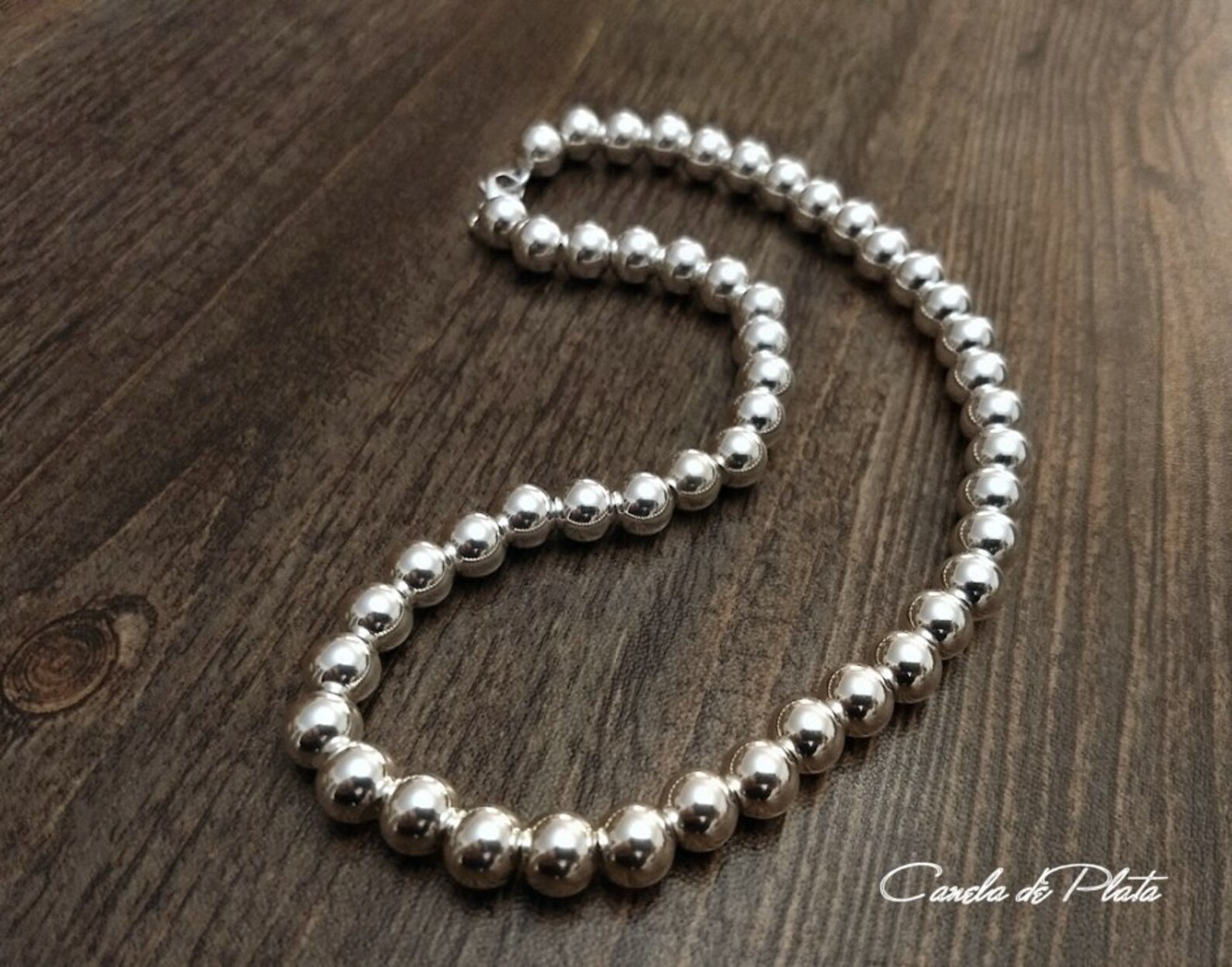 Collar de bolas de plata 925. Collar de abalorios de plata de - Etsy España