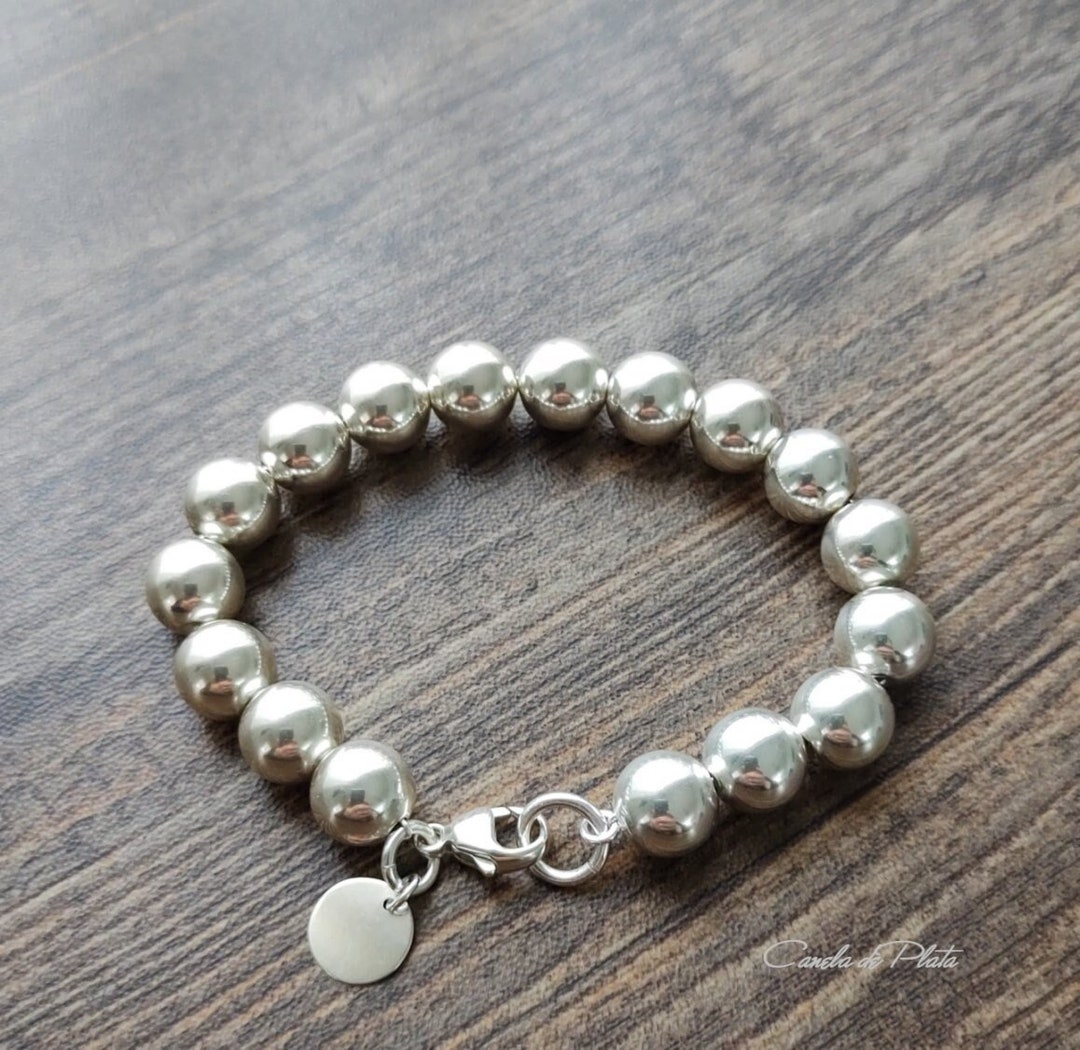 Sterling Silver Beads Bracelet 10 Mm. Sterling Silver Ball Bracelet ...