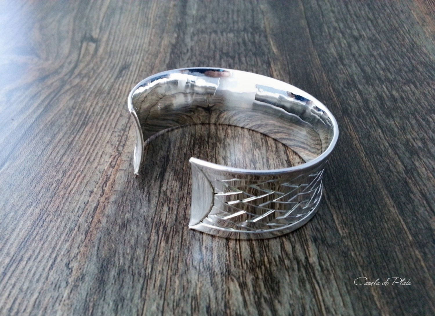 Sterling Silver Bangle Cuff, Sterling Silver Plated Bracelet, Wide ...