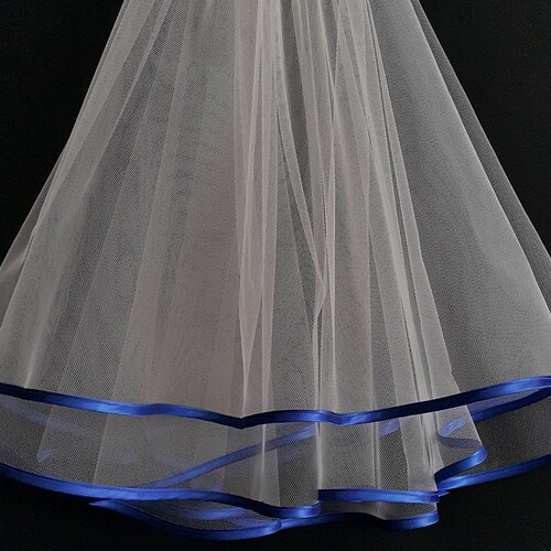 Royal Blue Wedding Veil Two Layers Royal Blue Satin Edging. - Etsy
