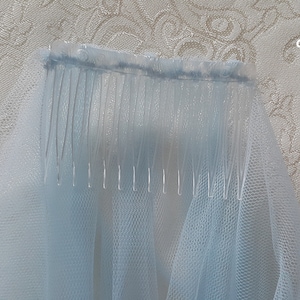 Sky Blue Wedding Veil, Three Layers, Sky Blue Satin Edging. - Etsy