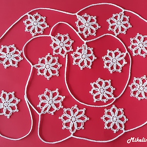 Crochet Snowflake Garland, Christmas Ornaments, Christmas Decorations ...