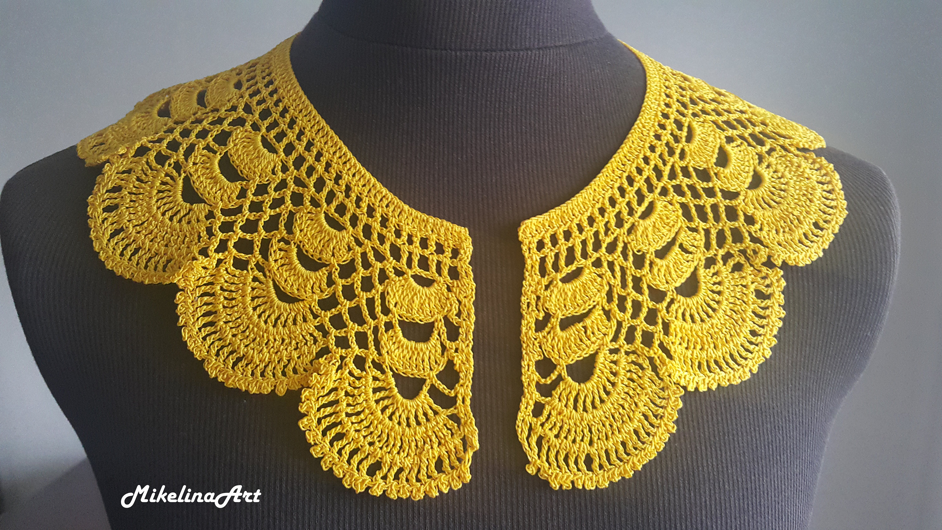 Handmade Crochet Collar, Neck Accessory, Yellow, 100% Cotton - Etsy