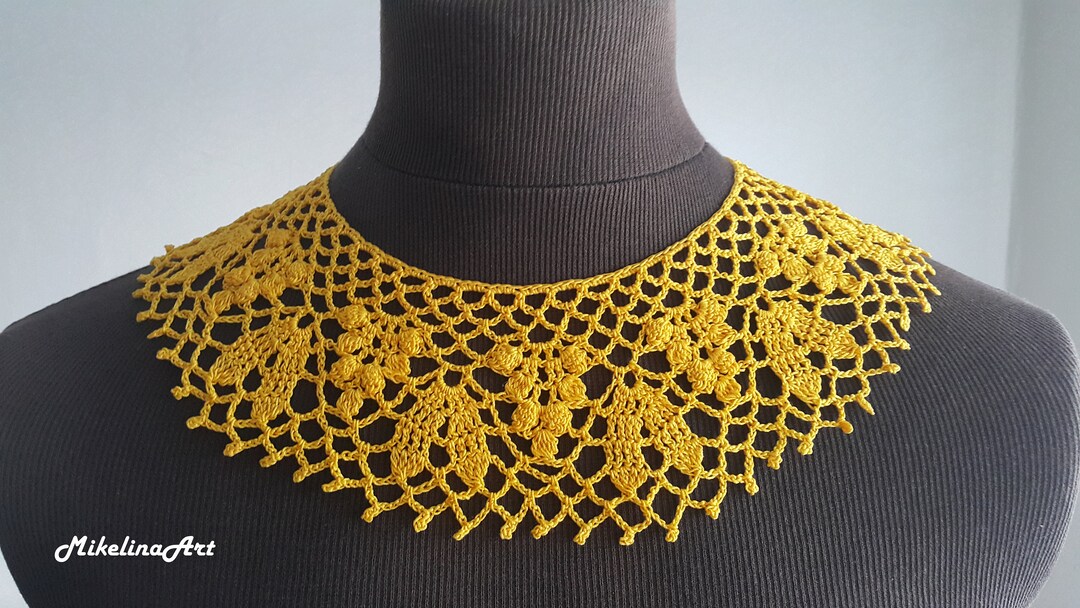 Handmade Crochet Collar Neck Accessory Yellow 100% Cotton - Etsy