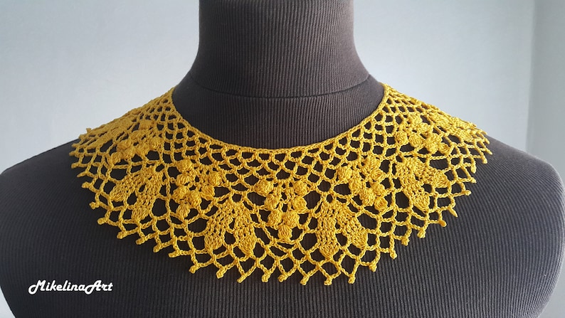 Handmade Crochet Collar Neck Accessory Yellow 100% Cotton - Etsy
