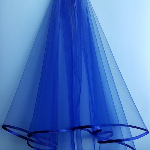 Purple Wedding Veil Two Layers Purple Satin Edging. - Etsy