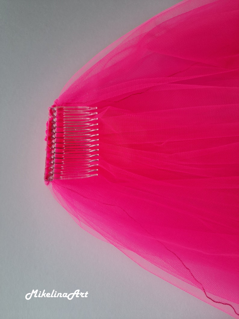 Hot Pink Wedding Veil, Three Layers. - Etsy