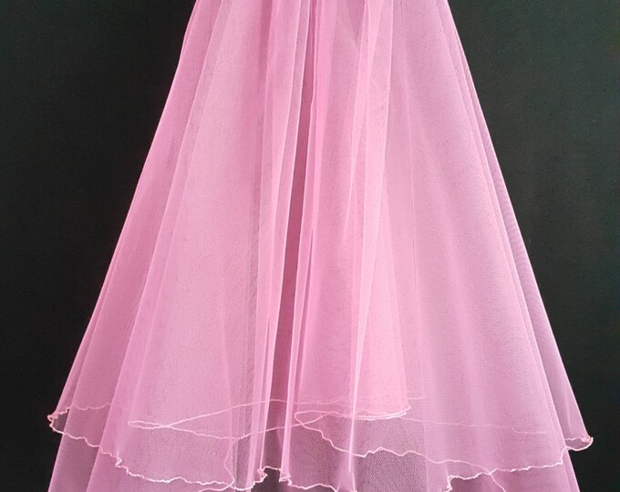 Hot Pink Wedding Veil, Two Layers - Etsy