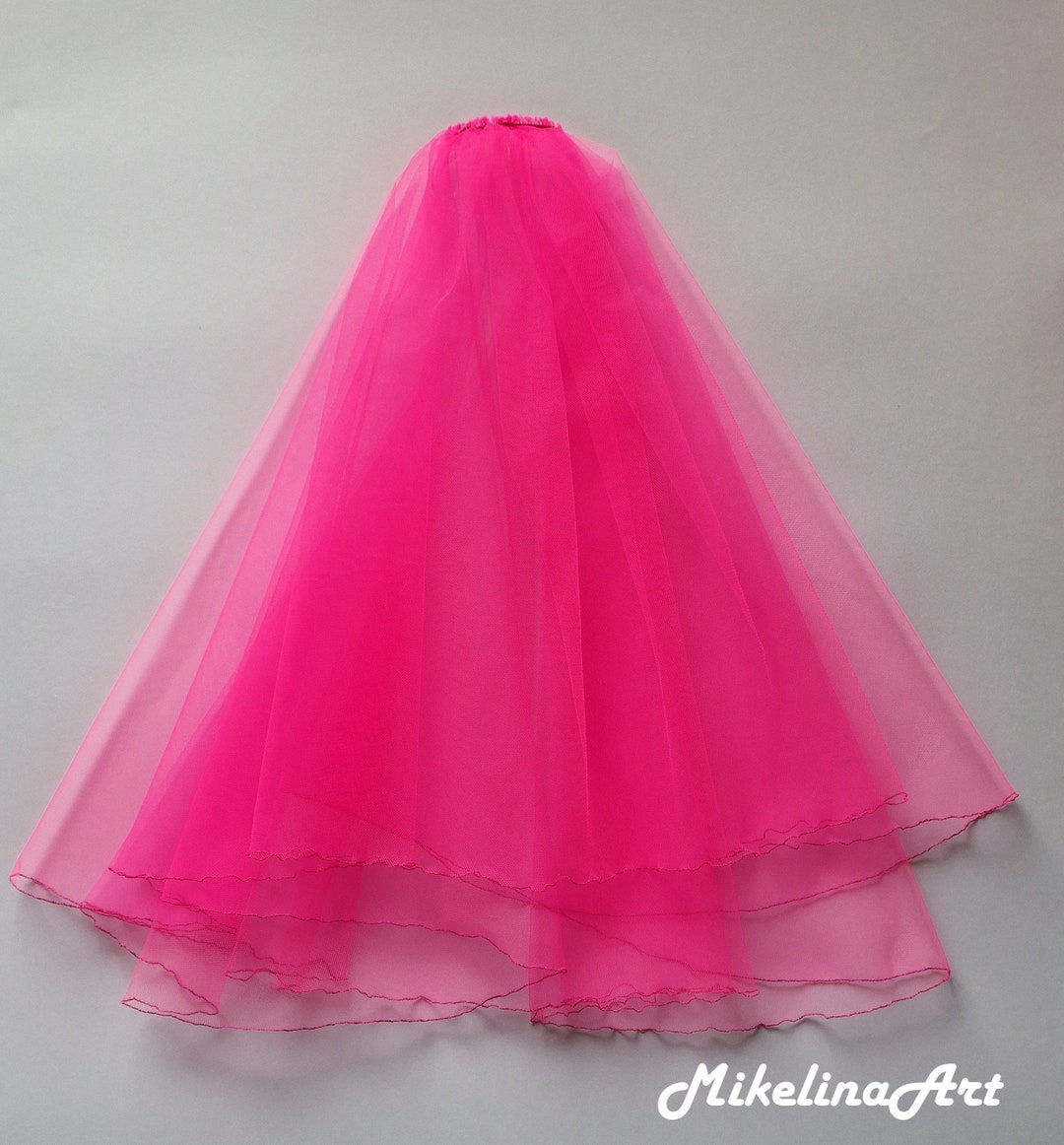 Hot Pink Wedding Veil, Two Layers - Etsy