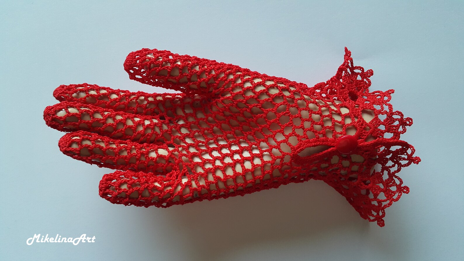 Crochet Gloves Red 100% Mercerized Cotton. - Etsy