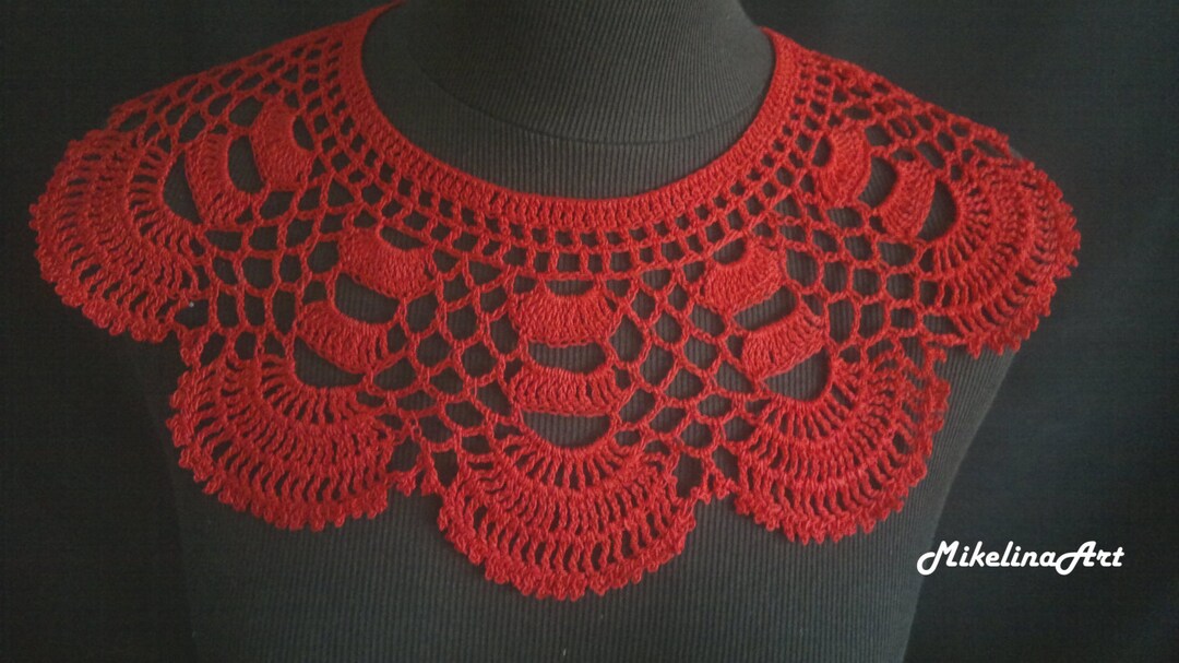 Handmade Crochet Collar, Neck Accessory, Red, 100% Cotton - Etsy