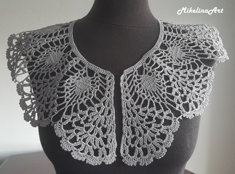 Handmade Crochet Collar Neck Accessory Light Greysharkskin - Etsy
