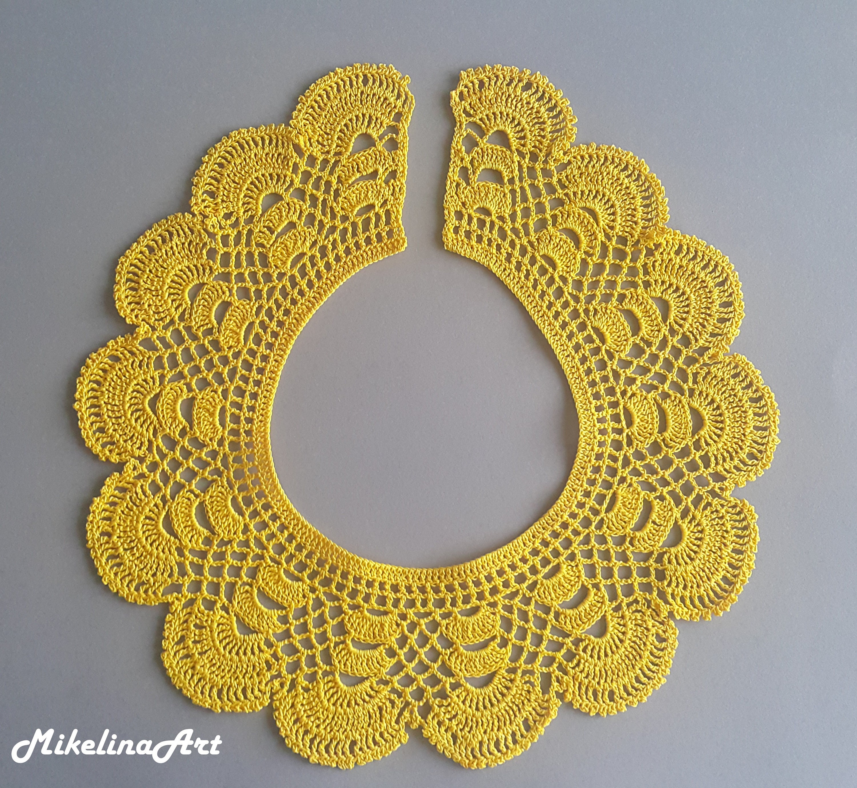 Handmade Crochet Collar Neck Accessory Yellow 100% Cotton | Etsy