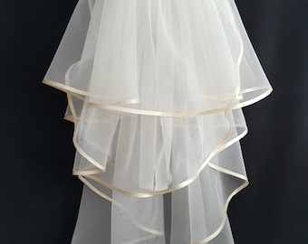 Ivory Wedding Veil, Three Layers - Etsy