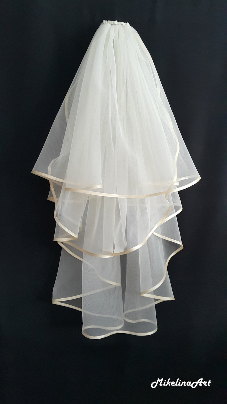 Ivory Wedding Veil Three Layers - Etsy UK